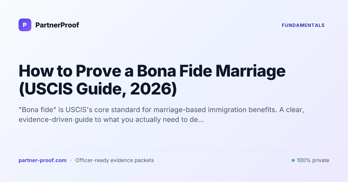 How to Prove a Bona Fide Marriage to USCIS: Evidence Checklist (2026)